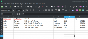 LibreOffice – address label merge (from spreadsheet) – Ryan and Debi