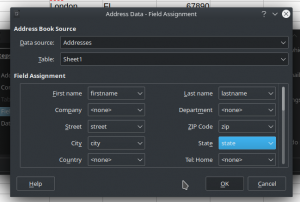 LibreOffice – address label merge (from spreadsheet) – Ryan and Debi