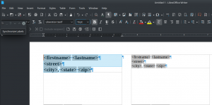 LibreOffice – address label merge (from spreadsheet) – Ryan and Debi