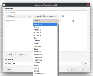 LibreOffice Calc – Conditional Formatting – Ryan and Debi