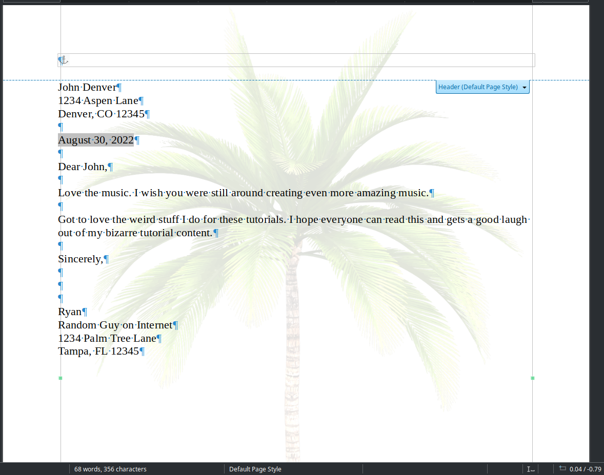 LibreOffice – Set Image as Background/Watermark – Ryan and Debi